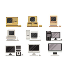 Computers set pc evolution from obsolete to Vector Image