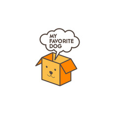 Cute dog box cube pet subscription icon logo Vector Image
