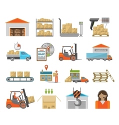 Warehouse transportation set Royalty Free Vector Image