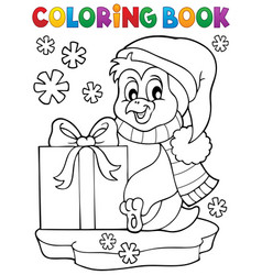Coloring book cute penguins 4 Royalty Free Vector Image