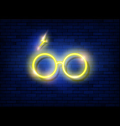 Neon sign icon a round glasses harry potter Vector Image