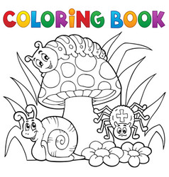 Coloring book toadstool with animals Royalty Free Vector