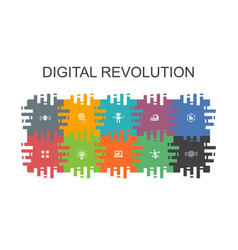 Digital revolution cartoon template with flat Vector Image