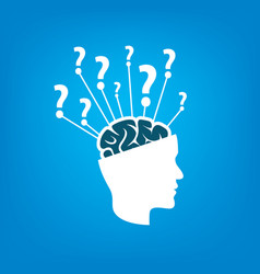 Brain head question mark logo symbol Royalty Free Vector