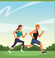 Fitness couple running Royalty Free Vector Image