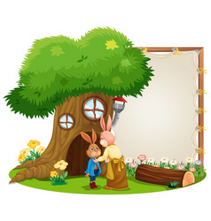 Board template with cute rabbit on white Vector Image