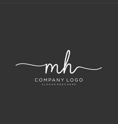 Mh initial handwriting logo design Royalty Free Vector Image