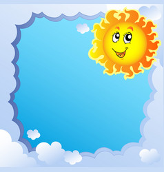 Cloudy frame with sun 2 Royalty Free Vector Image