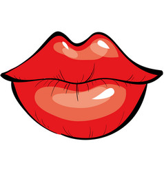 Emoticon with red lipstick and closed eye isolated