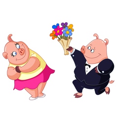 Loving pigs Royalty Free Vector Image - VectorStock