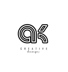 Ak a k letter logo design with a creative cut Vector Image