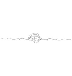 Spiral seashell in one continuous line drawing Vector Image