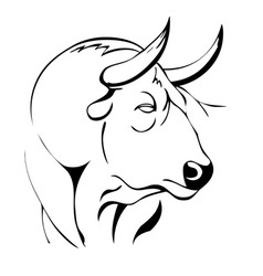 Head an evil bull with a ring in its nose Vector Image