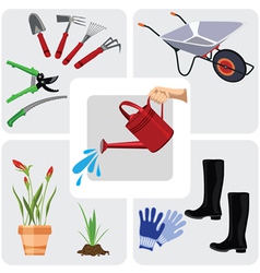 Spring gardening icons set Royalty Free Vector Image