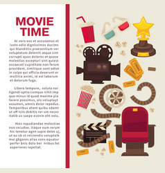 Cartoon cinema elements movie theater popcorn Vector Image