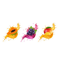 Red grape juice splash realistic icon Royalty Free Vector
