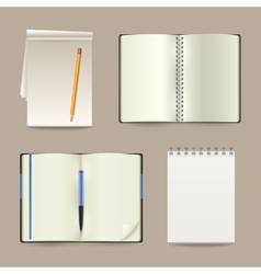 Set open realistic notebooks with pages diary Vector Image