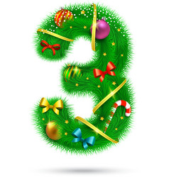 Fir tree decorative number Royalty Free Vector Image