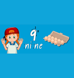 How to write number nine worksheet Royalty Free Vector Image