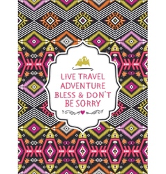 Aztecs seamless pattern on hot color with bird Vector Image