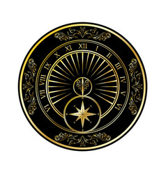 Sundial and windrose half symbols Royalty Free Vector Image