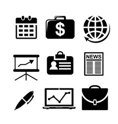 Set black and white business icons Royalty Free Vector Image