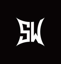 Ws monogram logo with shield shape design template