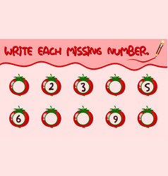 Write each missing number worksheet Royalty Free Vector
