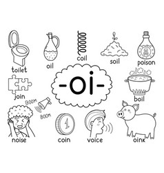 Oi digraph spelling rule educational poster Vector Image
