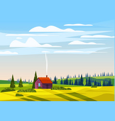 Rural countryside landscape farmhouse spring Vector Image