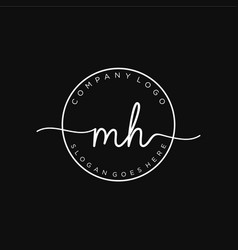 Mh initial handwriting logo design Royalty Free Vector Image