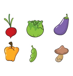 Flat set of humanized vegetables and fruits Vector Image