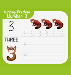 How to write number three worksheet Royalty Free Vector