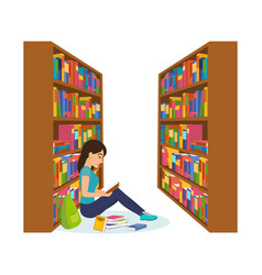 Cartoon library bookshelf Royalty Free Vector Image