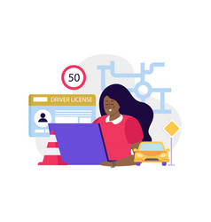 Man in driving school training car Royalty Free Vector Image