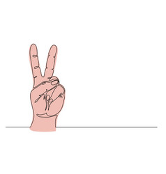 Hand v sign for peace or victory line icon Vector Image
