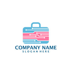 Tech suitcase logo design Royalty Free Vector Image