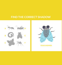 Matching game with cute flying insects find the Vector Image