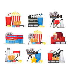 Cinema building flat style movie theater Vector Image
