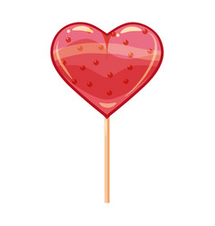 Heart shaped lollipop dessert icon on stick sweet Vector Image