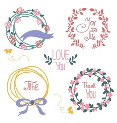 Wedding graphic set wreath flowers arrows Vector Image