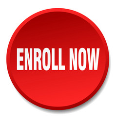 Enroll now red round flat isolated push button Vector Image