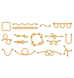 Rope elements marine cord borders nautical ropes Vector Image