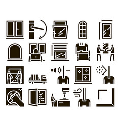 Plastic pvc windows set different types Royalty Free Vector