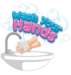 Wash your hands poster design with boy washing Vector Image