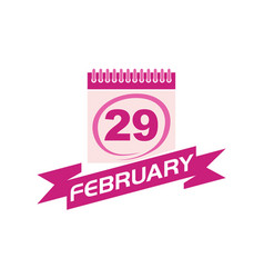 29 february calendar with ribbon Royalty Free Vector Image