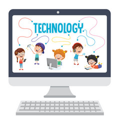 Kid using technology Royalty Free Vector Image