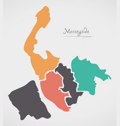 Merseyside england map with states and modern Vector Image