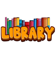 Font design for word library with many books in Vector Image