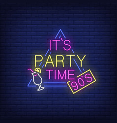 Birthday party neon label Royalty Free Vector Image